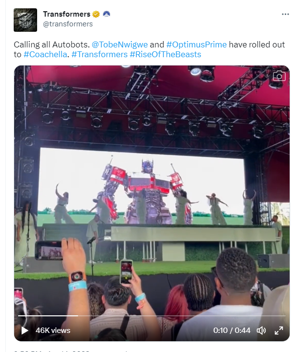 Optimus Prime appears at Coachella festival - Axalon Underground